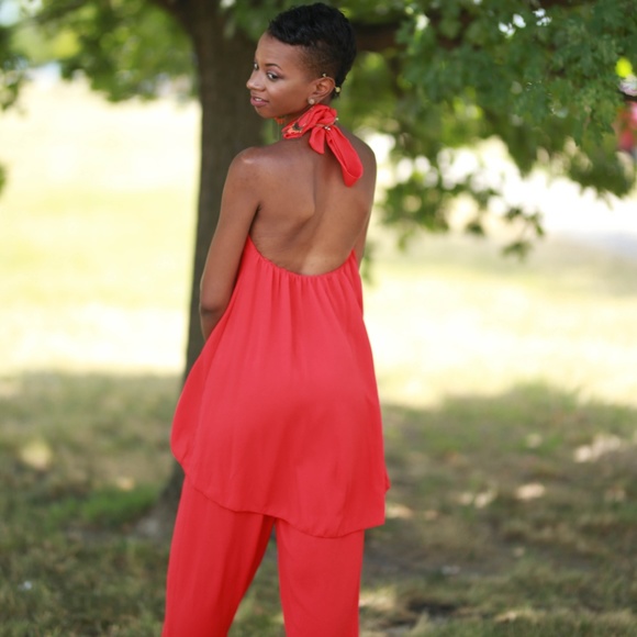 Other | Red Halter Jumpsuit | Poshmark